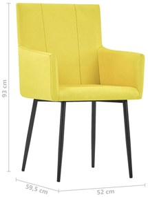Jídelní židle s područkami 6 ks žluté textil,  279707
