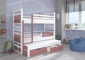 Třílůžková patrová postel s matracemi HIPPO 180x80