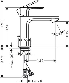 Hansgrohe Rebris E, umyvadlová baterie, CoolStart, chromová, 72560000