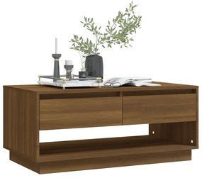 Konferenční stolek hnědý dub 102,5 x 55 x 44 cm dřevotříska - Default Title
