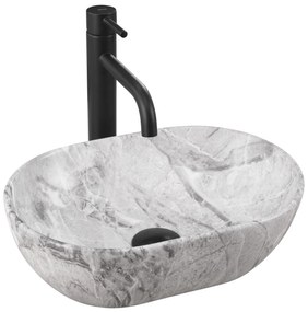 Rea Amelia Mini STONE MATT, umyvadlo na desku 380x260x130 mm, šedá-imitace kamene, REA-U9109