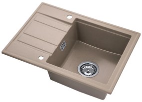 Gamma Modern 6040, 1-komorový granitový dřez 580x420x185 mm s krátkým odkapávačem, béžová, GMA-ZM-6040-B