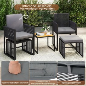Costway 5 ks. Rattan garden furniture set including 2 chairs s cushions a stool