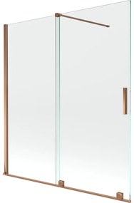Mexen Velar, 2-křídlová posuvná vanová zástěna 150 x 150 cm, 8mm čiré sklo, růžové zlato, 896-150-000-01-60