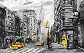 Vícedílný obraz Pohled Na Ulici V New Yorku Nedostatek Nedostatek Plátno Canvas 120x75