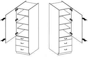 ARONA | vysoká skříňka 60 DKS-210 3S 1F potravinová | 60 cm | UNI dvířka | černá/kašmír