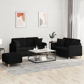 2dílná sedací souprava s polštáři tmavě šedá textil