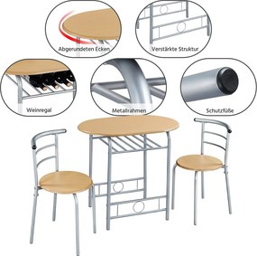 Jídelní sestava Yaheetech – přírodní dřevo (265486441876)