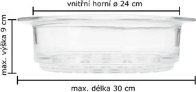 Skleněný napařovací nástavec ø 24 cm x 9 cm Pyrex s poklicí