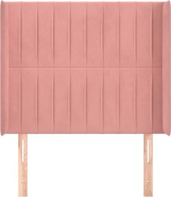 Čelo postele typu ušák růžové 93x16x118/128 cm samet 3119859