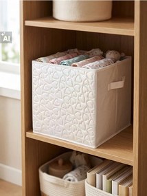 Sinsay - Skládací úložný box s motivem srdíček a holografickým efektem - růžová