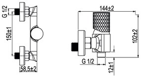 Mereo Mereo, Sprchová nástěnná baterie, Viana diamant, bez příslušenství, 150 mm, chrom, MER-CBE60103A