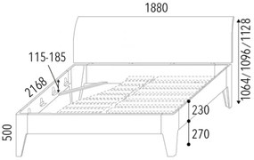 Domestav FANTAZIE 180 cm manželská postel nastavitené čelo oblé buk cink mořený