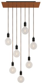 creative cables Závěsná lampa se 7 světly, s obdélníkovým XXL baldachýnem Rose-one, textilním kabelem a kovovými komponenty Barva: Matný bílý dibond