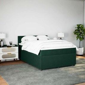 Box spring postel s matrací tmavě zelená 160x200 cm samet 3287797