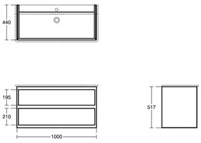 Ideal Standard Connect Air- Skříňka pod umyvadlo 100cm, 2 zásuvky, Dekor šedý dub + matný bílý lak E0821PS