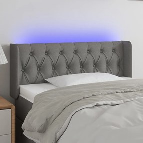 Čelo postele s LED tmavě šedé 103 x 16 x 78/88 cm textil