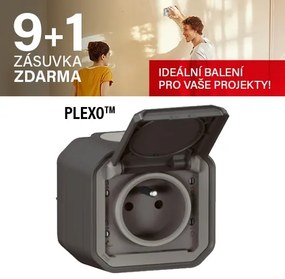Legrand Plexo IP55 venkovní zásuvka 16A antracit komplet pro povrchovou montáž 069791L akce 9+1