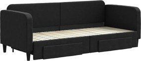 Válenda s přistýlkou a zásuvkami černá 80 x 200 cm textil 3196849