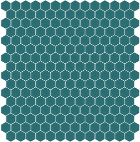 Hisbalit Skleněná mozaika zelená Mozaika 127A SATINATO hexagony 2,3x2,6 (33,33x33,33) cm - HEX127ALH