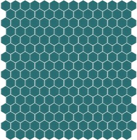 Hisbalit Skleněná mozaika zelená Mozaika 127A SATINATO hexagony 2,3x2,6 (33,33x33,33) cm - HEX127ALH