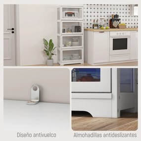 HOMCOM 4-patrový vitrínový kabinet s skládacími akrylovými dveřmi, protiskluzovým vitrinou pro studovnu, ložnici a kancelář 59x30x139 cm Bílá