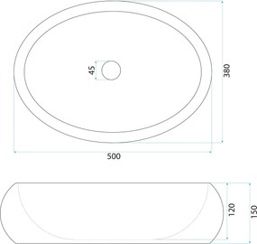 Rea Mika Gabro, umyvadlo na desku 480x380x155 mm, imitace kamene-černá, REA-U0634