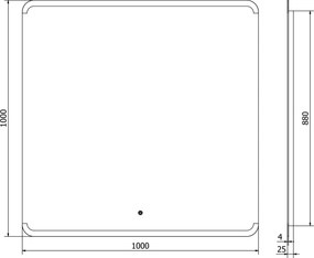 Mexen Nida, LED koupelnové zrcadlo s podsvícením 100x100 cm, 6000K, ochrana proti zamlžování, 9806-100-100-611-00