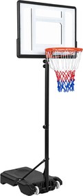 Costway Výškově nastavitelný basketbalový stojan s kolečky, ruční klikou