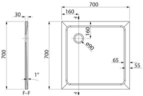 Aqualine Tecmi sprchová vanička 70 x 70 cm čtvercová litý mramor bílá PQ007