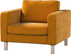 Potah na křeslo IKEA Karlstad, krátký barva žlutá látka lesklé, sametová