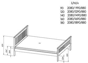 Jednolůžková postel 120x200 cm Latrice (antraci). 1040789