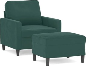 Křeslo s podnožkou tmavě zelené 60 cm samet 3201047