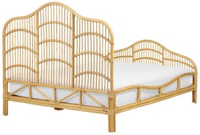 Ratanová postel 140 x 200 cm světlé dřevo DOMEYROT  Beliani