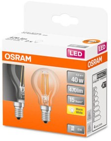 OSRAM Classic P LED žárovka E14 4W 2 700K čirá 2ks