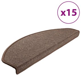 vidaXL Marketos Schodové rohože 15 ks 65 x 24 x 4 cm kávově hnědé, půlkulaté, velké