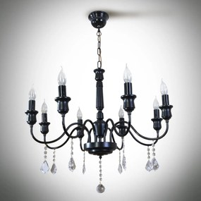 Light for home - Závěsný lustr na řetězu 20008 "Elegant", 8x40W, E14, Černá