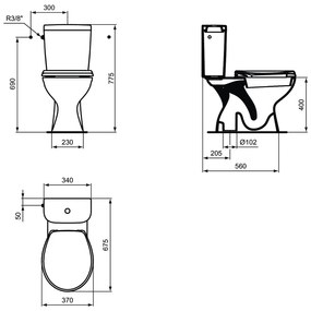 Vima 525 - WC kombi mísa + splachovací nádrž + sedátko, spodní odpad