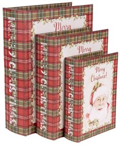 3ks úložný box ve tvaru knihy Merry Christmas - 27*22*7 / 22*17*6 / 17*12*4 cm
