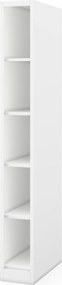Úzký kovový regál, archivační na dokumenty bílý: TIM 250 x 1950 x 600 mm