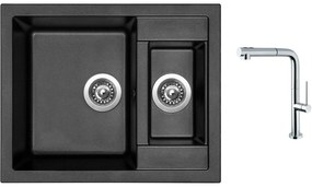 Set Sinks CRYSTAL 615.1 Metalblack + baterie Sinks SLIM S2 kartáčovaná