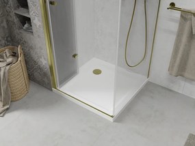 Mexen Lima sprchový kout 90x90cm, 6mm sklo, zlatý profil - čiré sklo + Slim sprchová vanička - 856-090-090-50-00-4010