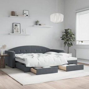 Válenda s přistýlkou a zásuvkami tmavě šedá 90 x 200 cm samet 3197350