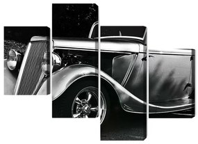 Vícedílný obraz Hot Rod Auto Ve Vintage Stylu Nedostatek Nedostatek Přírodní plátno 120x75
