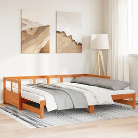 Válenda s přistýlkou a matracemi voskově hnědá 80x200 cm 3321040