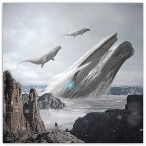 Gario Obraz na plátně Létající velryby - Zehem Chong Rozměry: 30 x 30 cm