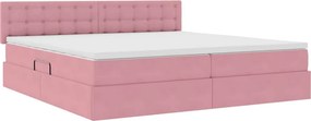 Postel s úložným prostorem s čelo Růžová 200 x 200 cm samet 3370904
