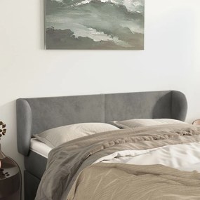 Čelo postele typu ušák světle šedé 147x23x78/88 cm samet 3116912