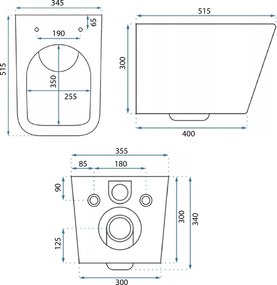 Rea Julio, závěsná WC mísa Rimless 510x345x315 mm, černá matná, REA-C6550