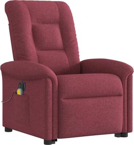 Elektrické zvedací masážní polohovací křeslo vínové textil 3303287